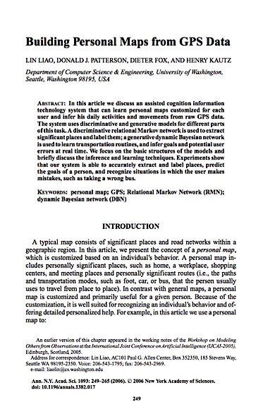 Building Personal Maps from GPS Data - Donald J. Patterson